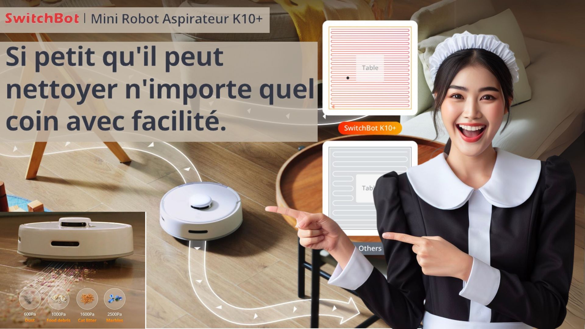 SwitchBot K10+ : L'Aspirateur Robot Compact et Intelligent